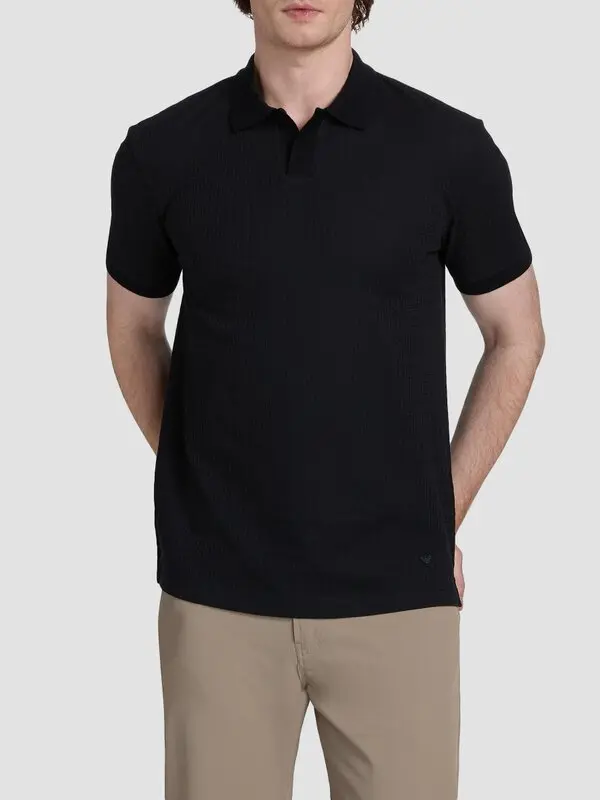 Emporio Armani Chain Stitch Cotton Polo Shirt