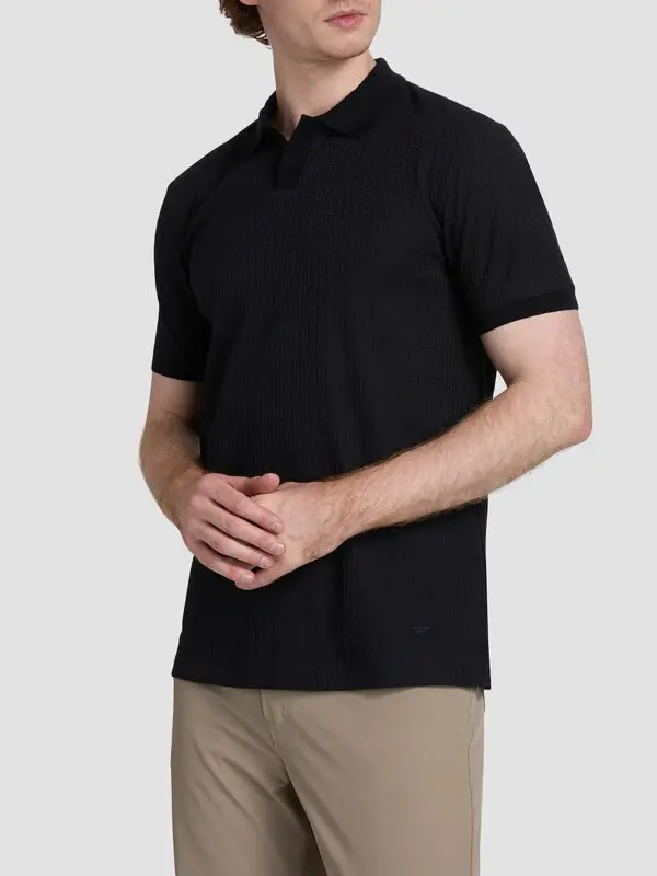 Emporio Armani Chain Stitch Cotton Polo Shirt