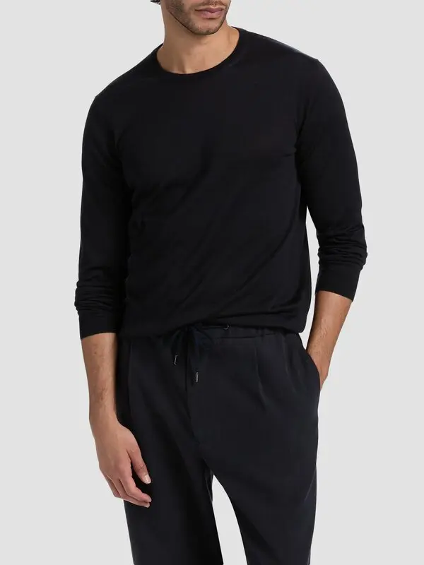 Giorgio Armani Silk-cotton Knit Crewneck Sweater