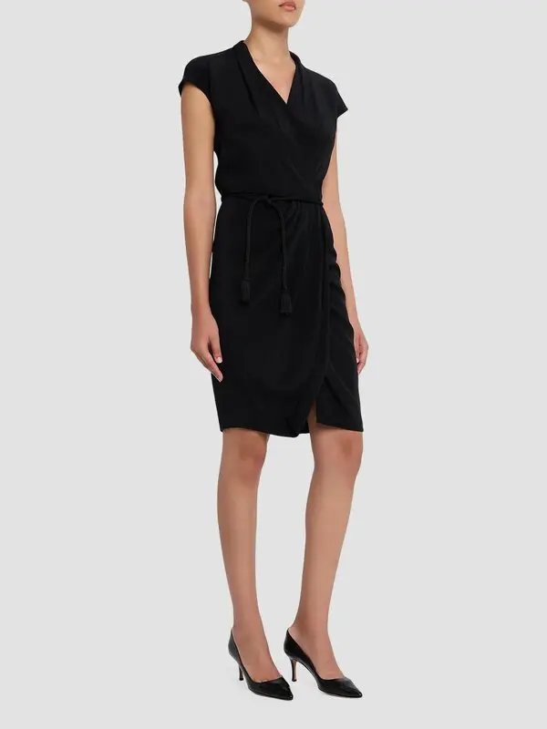Giorgio Armani Draped Belted Wrap-style Cocktail Dress