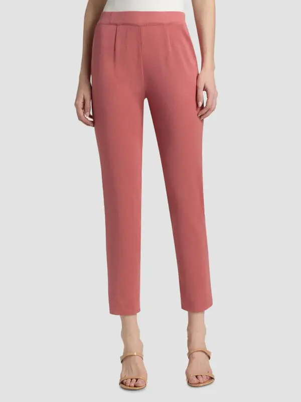 Misook Nancy Mylana Knit Slim-leg Pants - Honeysuckle
