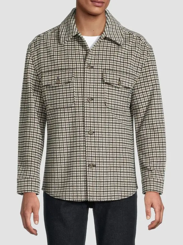 REISS Liam Houndstooth Wool-blend Overshirt