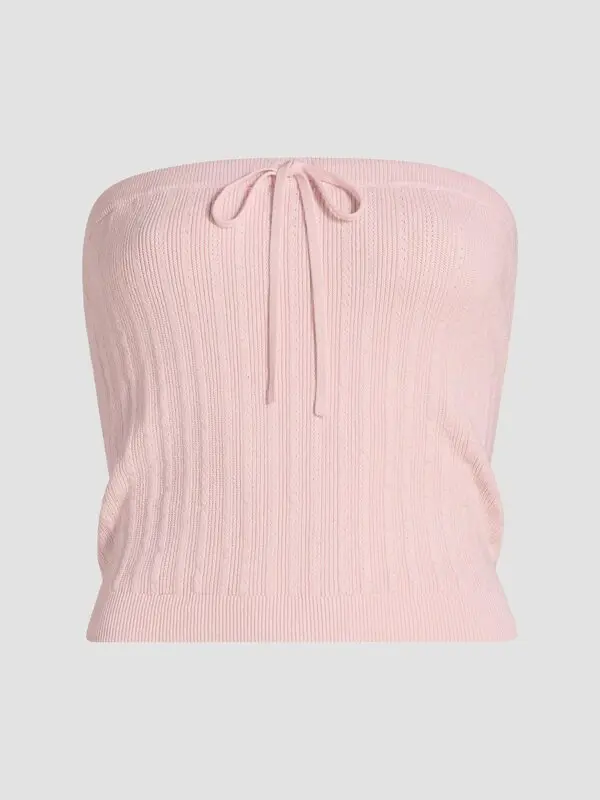 REFORMATION Zazie Knit Cotton-blend Strapless Top