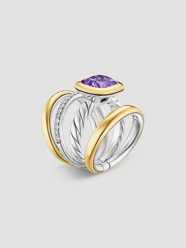 David Yurman Dy Mercer Four Row Stone Ring In Sterling Silver - Amethyst