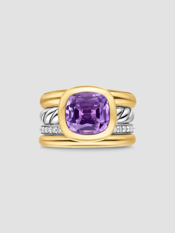 David Yurman Dy Mercer Four Row Stone Ring In Sterling Silver - Amethyst