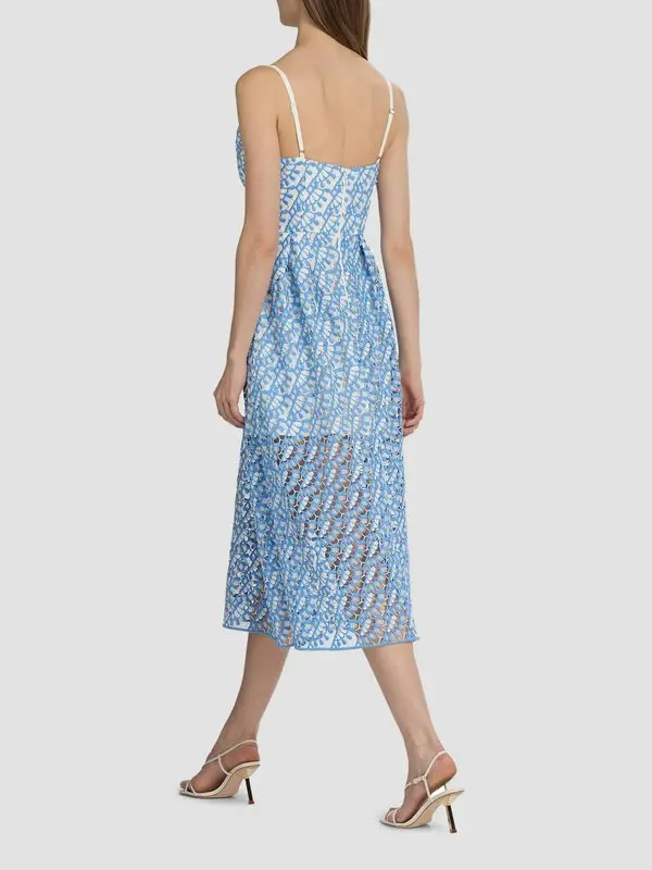 MILLY Hazel Embroidreed Midi Dress