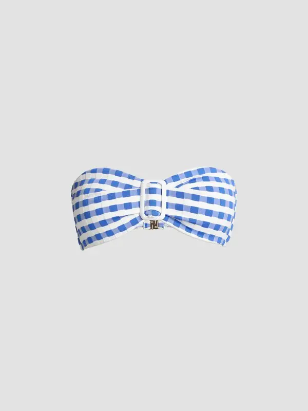 MILLY Margot Gingham Bandeau Bikini Top - Blue