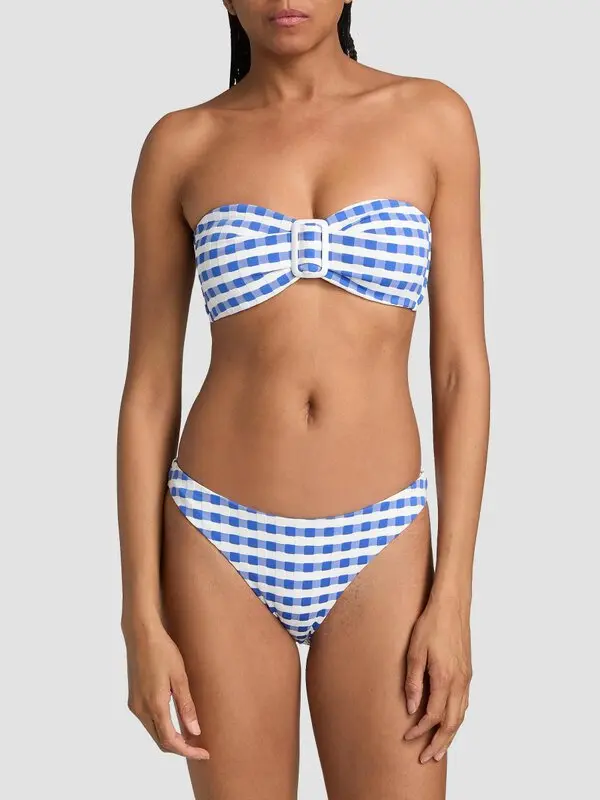 MILLY Margot Gingham Bandeau Bikini Top