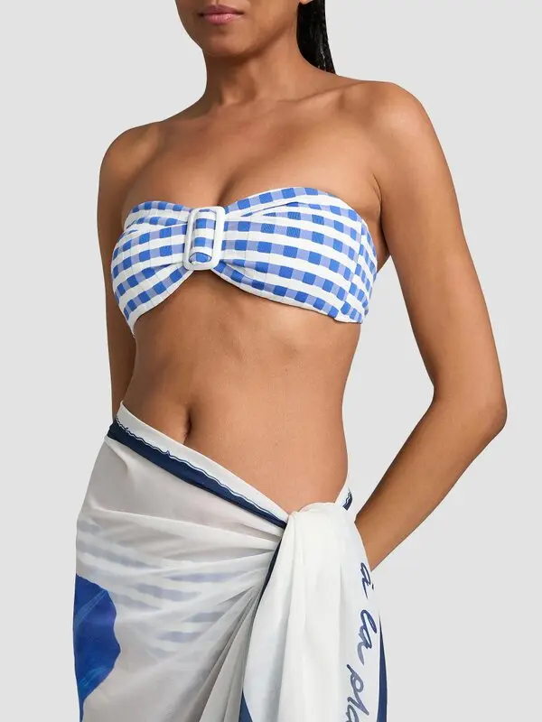 MILLY Margot Gingham Bandeau Bikini Top