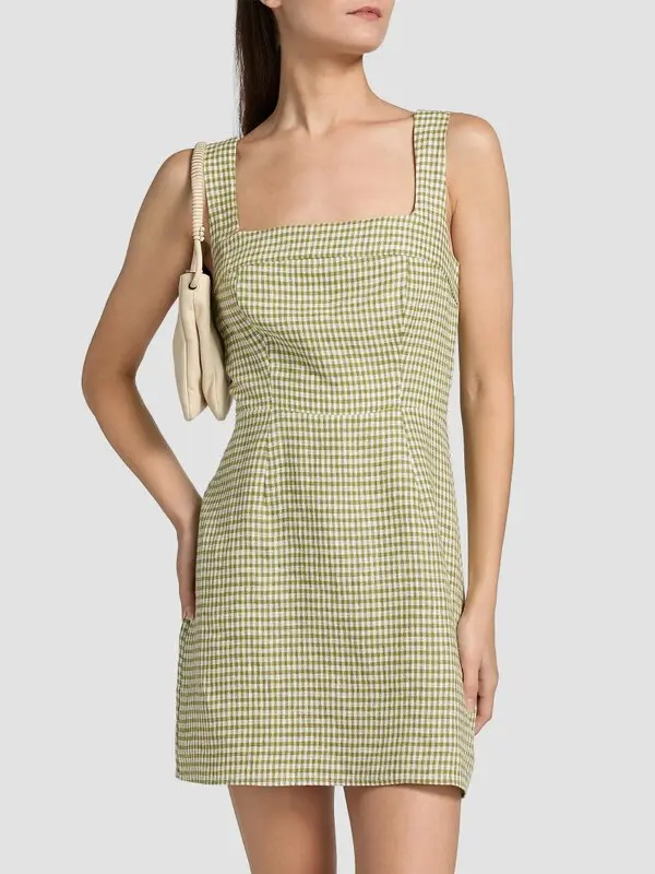 REFORMATION Celosia Gingham Linen Minidress