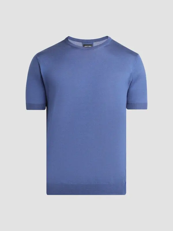 Giorgio Armani Silk-cotton Crewneck T-shirt - Avio