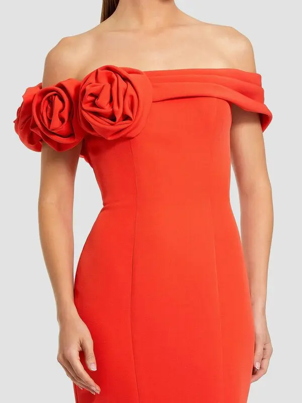Mac Duggal Ieena One Satin Off-the-shoulder Gown - Cayenne