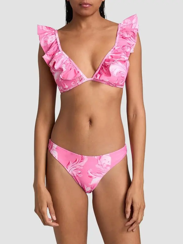 MILLY Canopee Abstract Ruffled Bikini Top