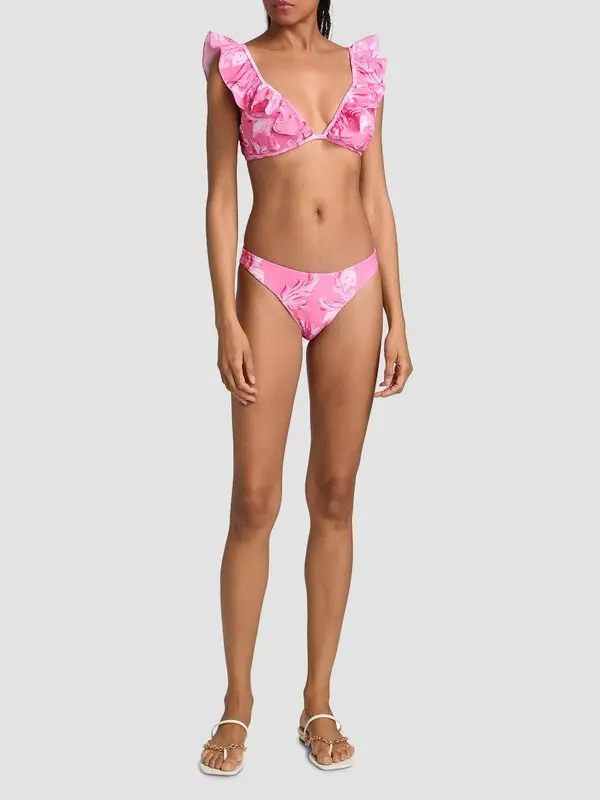 MILLY Canopee Abstract Ruffled Bikini Top