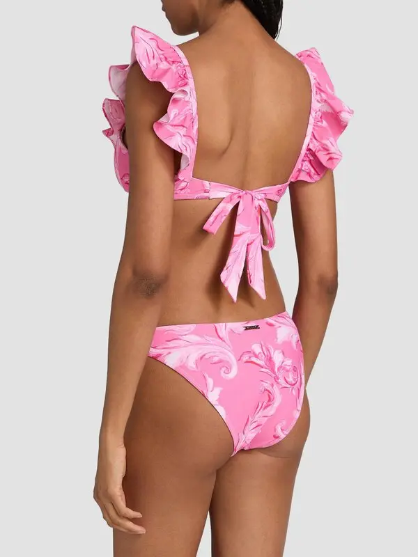 MILLY Canopee Abstract Ruffled Bikini Top