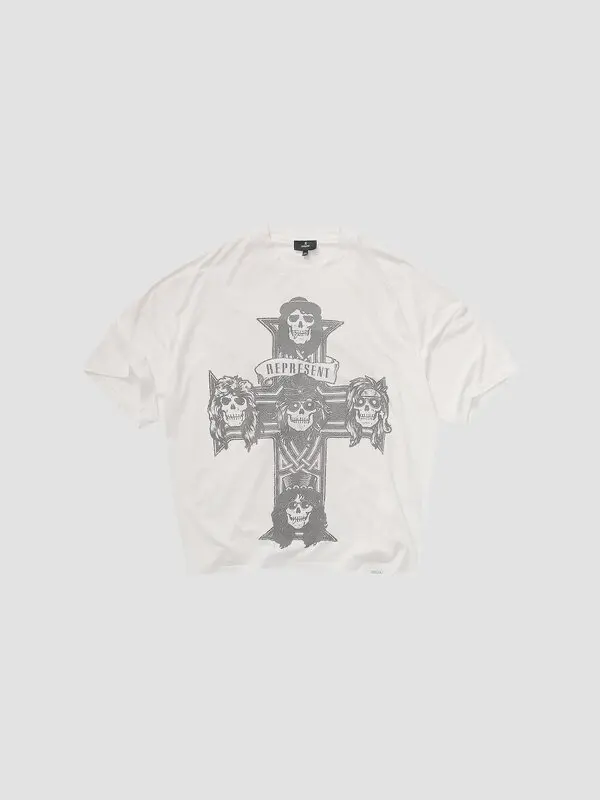 REPRESENT Guns N' Roses Cross Crewneck T-shirt - Washed Ecru