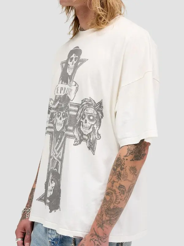 REPRESENT Guns N' Roses Cross Crewneck T-shirt - Washed Ecru