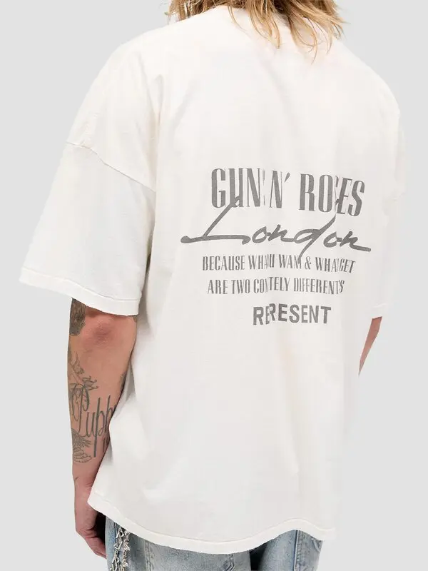 REPRESENT Guns N' Roses Cross Crewneck T-shirt - Washed Ecru