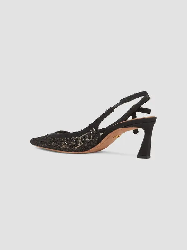 Dolce & Gabbana 60mm Crystal-embellished Lace Mesh Slingback Pumps
