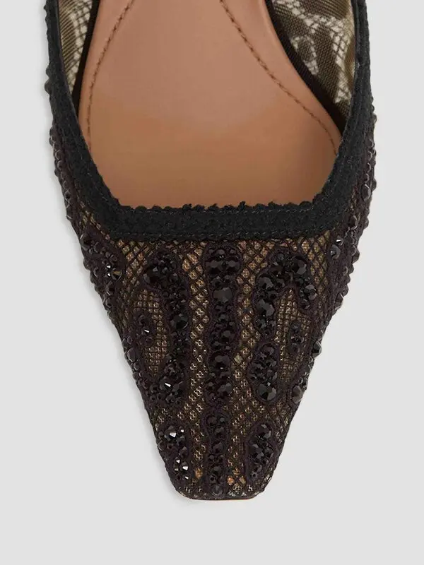Dolce & Gabbana 60mm Crystal-embellished Lace Mesh Slingback Pumps
