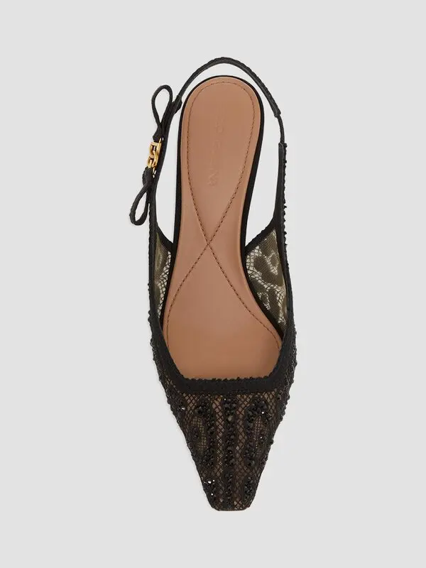 Dolce & Gabbana 60mm Crystal-embellished Lace Mesh Slingback Pumps