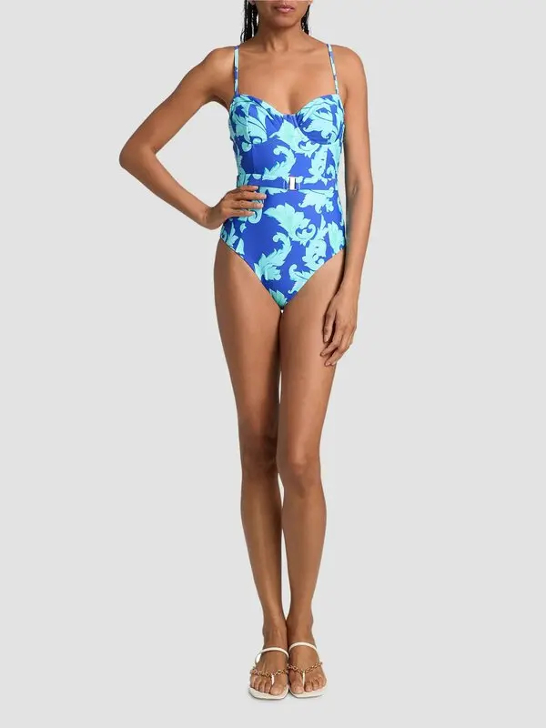 MILLY Canopee Graphic Belted One-piece Swimsuit