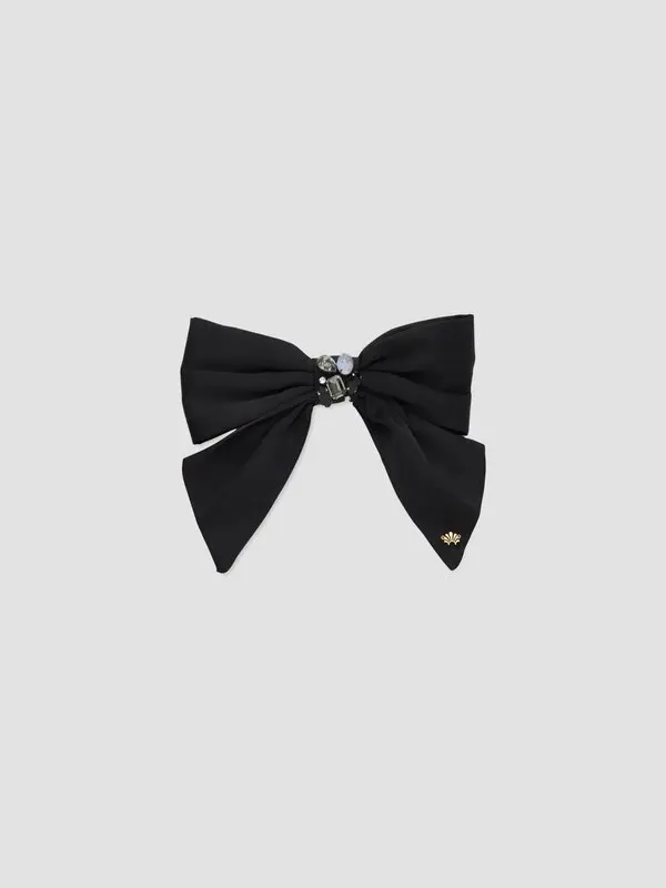 Lele Sadoughi Natalia Crystal-embellished Bow - Jet