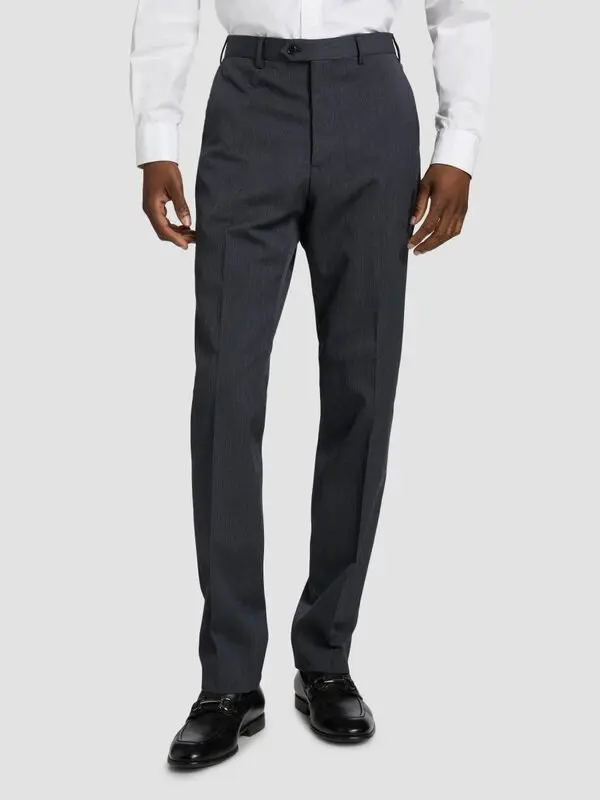 Emporio Armani Flat Front Wool Trousers - Grey