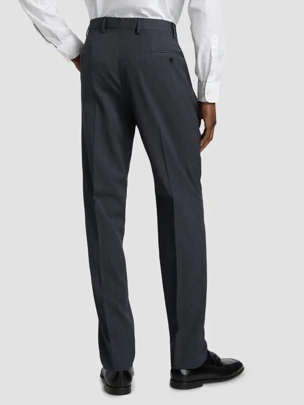 Emporio Armani Flat Front Wool Trousers - Grey