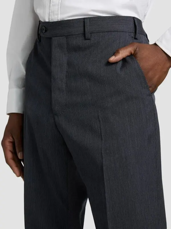 Emporio Armani Flat Front Wool Trousers - Grey