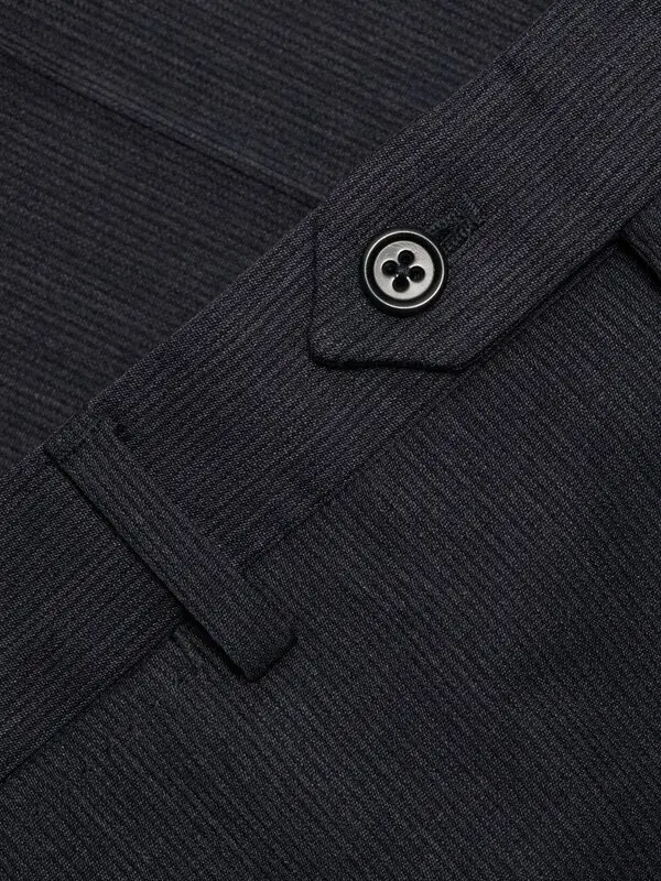 Emporio Armani Flat Front Wool Trousers - Grey