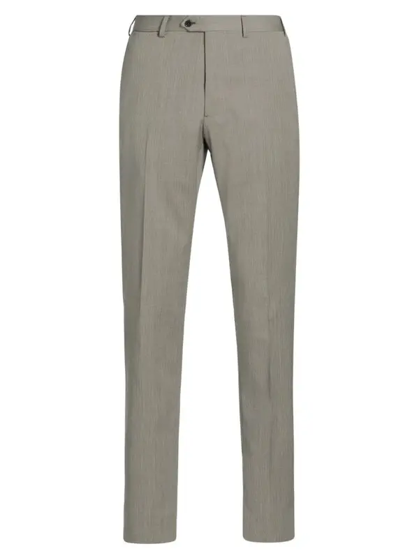 Emporio Armani Flat Front Wool Trousers - Tan