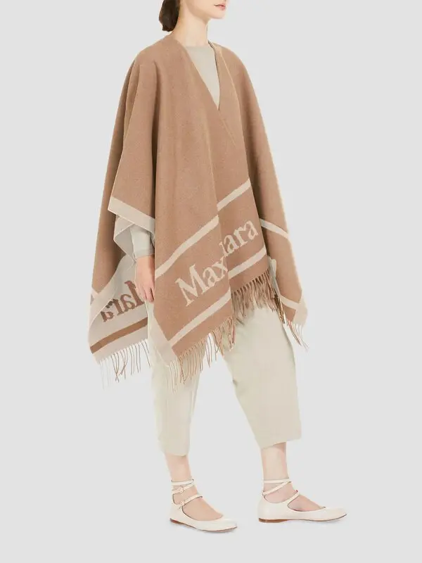 Max Mara Jacquard Wool Poncho