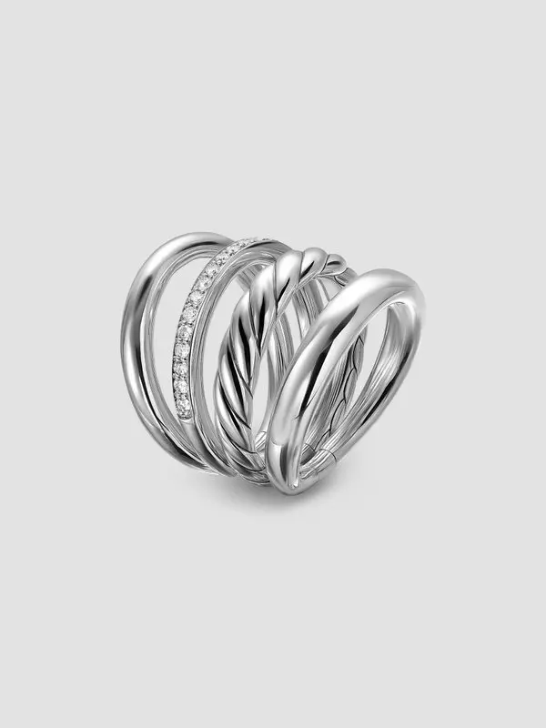 David Yurman Dy Mercer Four Row Ring In Sterling Silver