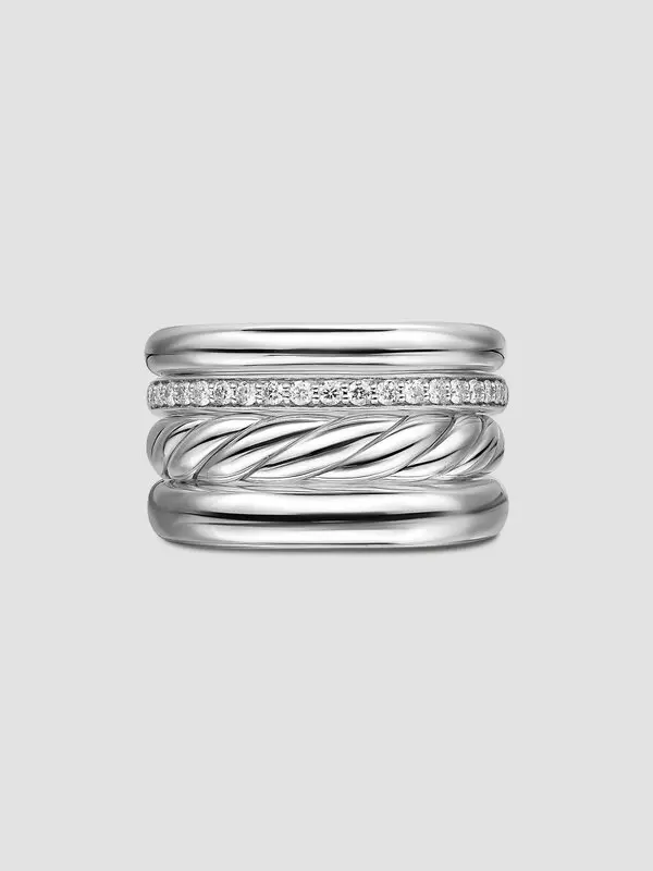 David Yurman Dy Mercer Four Row Ring In Sterling Silver
