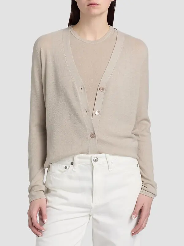 Majestic Filatures V-neck Knit Cardigan - Desert