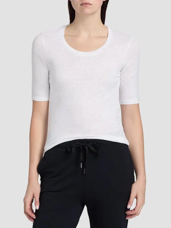 Majestic Filatures Scoopneck Stretch Linen Top
