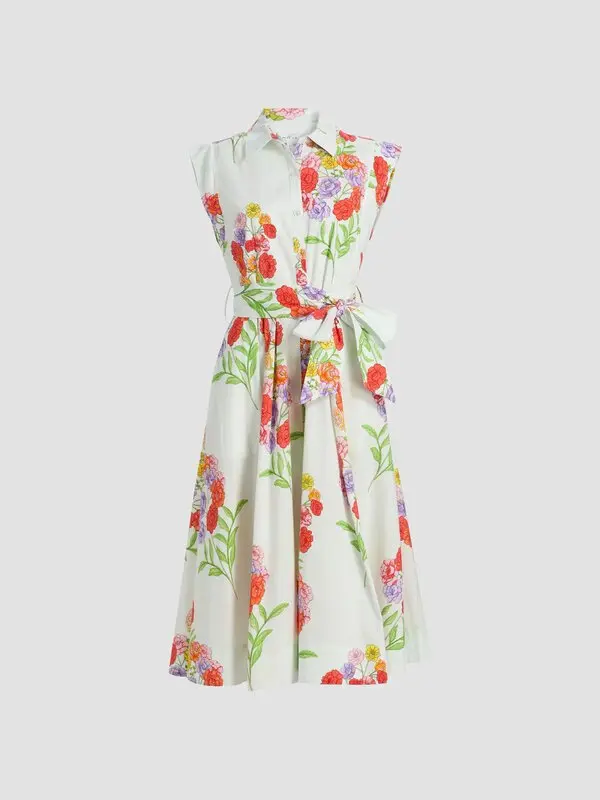 MILLY Jules Paris Bouquet Poplin Midi-dress