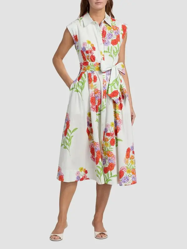 MILLY Jules Paris Bouquet Poplin Midi-dress