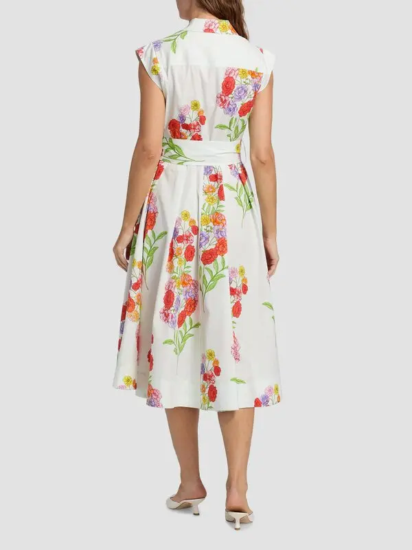 MILLY Jules Paris Bouquet Poplin Midi-dress
