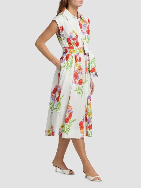 MILLY Jules Paris Bouquet Poplin Midi-dress