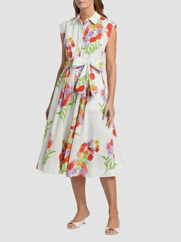 MILLY Jules Paris Bouquet Poplin Midi-dress