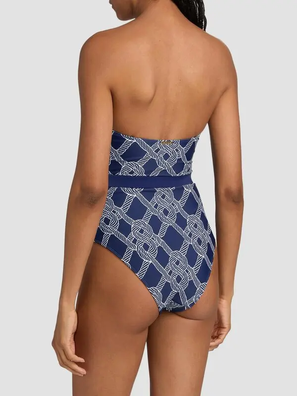 MILLY Rope-print Belted One-piece Swimsuit