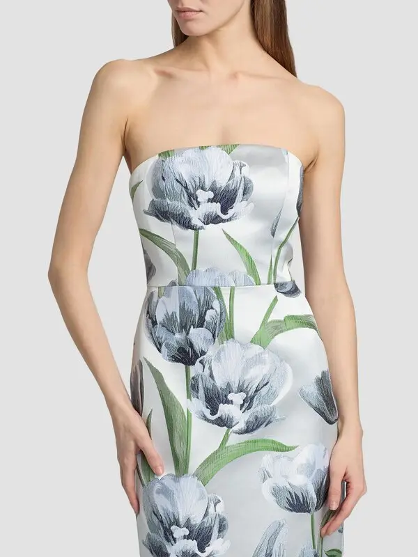 MILLY Orion Tulip Jacquard Strapless Gown