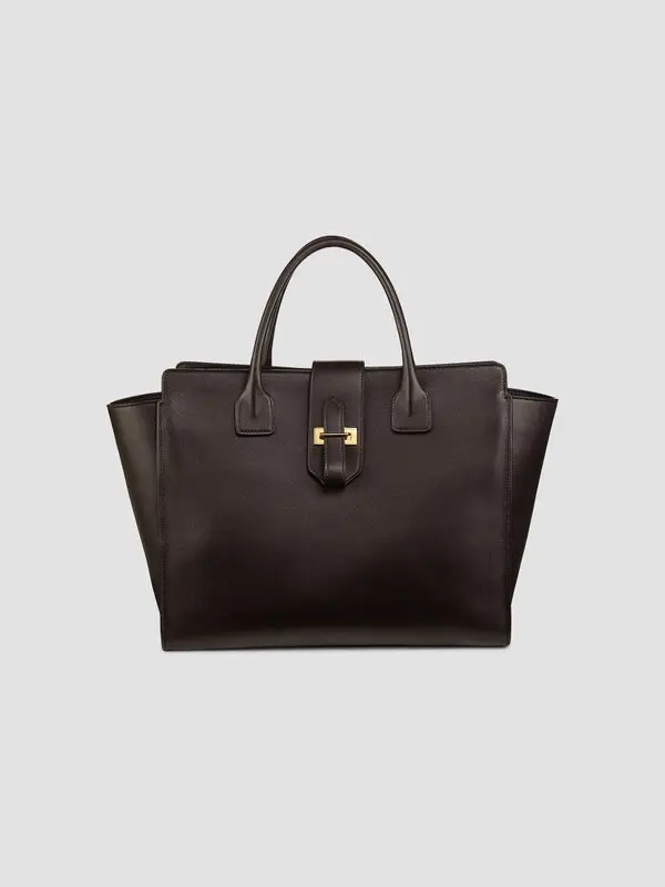 NILI LOTAN Lou Leather Top Handle Bag - Espresso