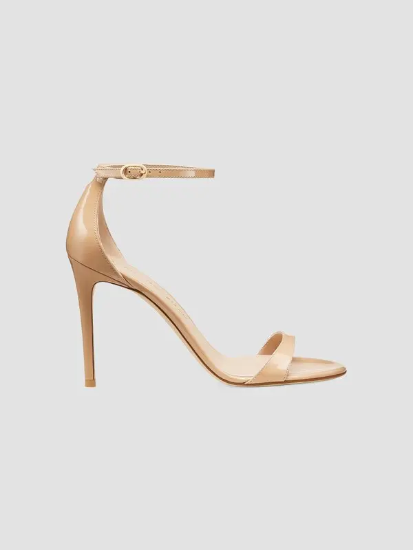 STUART WEITZMAN Nudist Ii 100mm Patent Leather Sandals - Adobe
