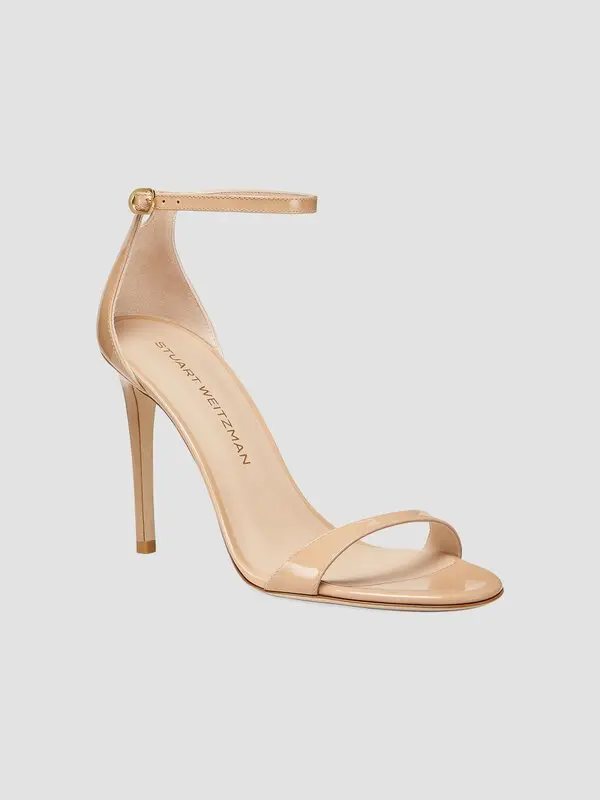 STUART WEITZMAN Nudist Ii 100mm Patent Leather Sandals - Adobe