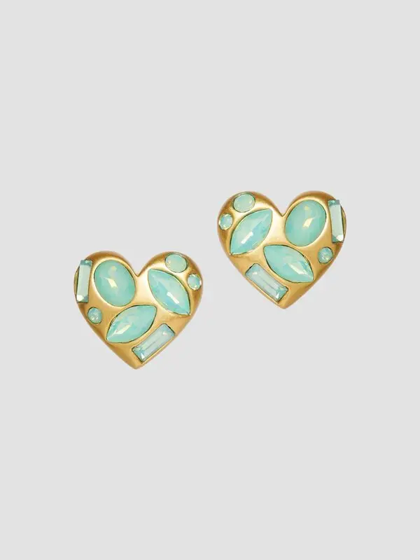 Lele Sadoughi Crystal Molten Heart 14k-gold-plated & Resin Stud Earrings - Jade