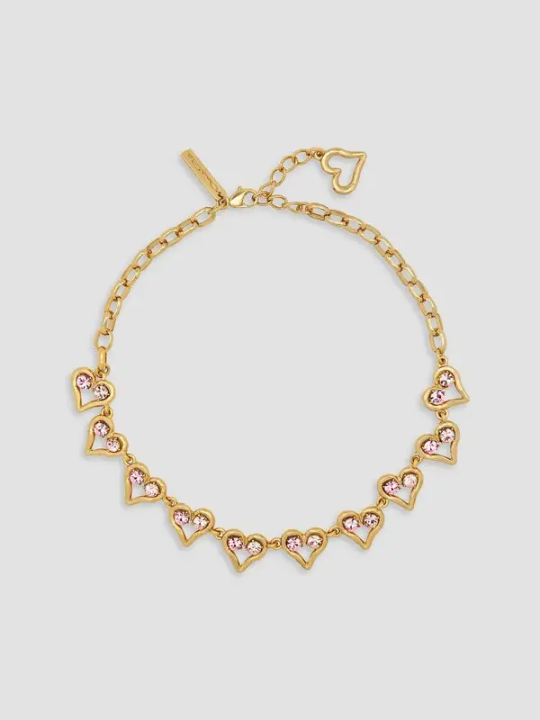 Oscar De La Renta Scramble 14k-gold-plated & Glass Crystal Heart Necklace - Rose Multi