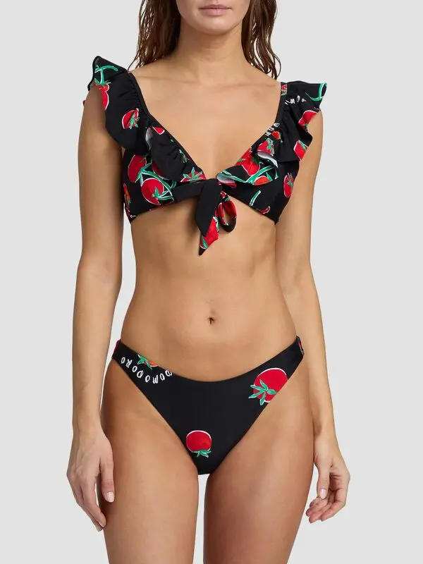 MILLY Pomodoro Ruffle Bikini Top - Multi